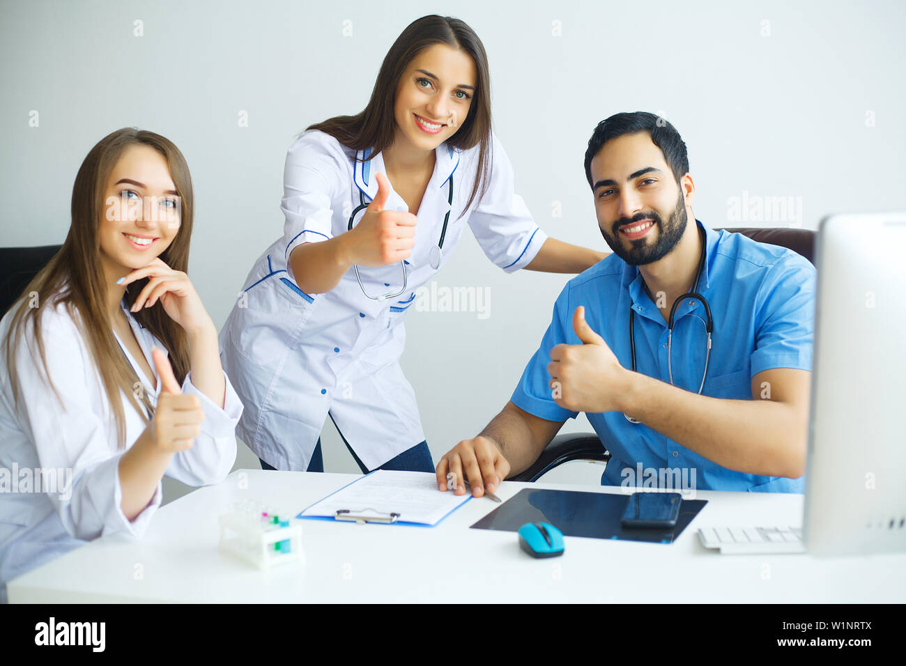 Happy Successful Medical Team work together in hospital Stock Photo - Alamy