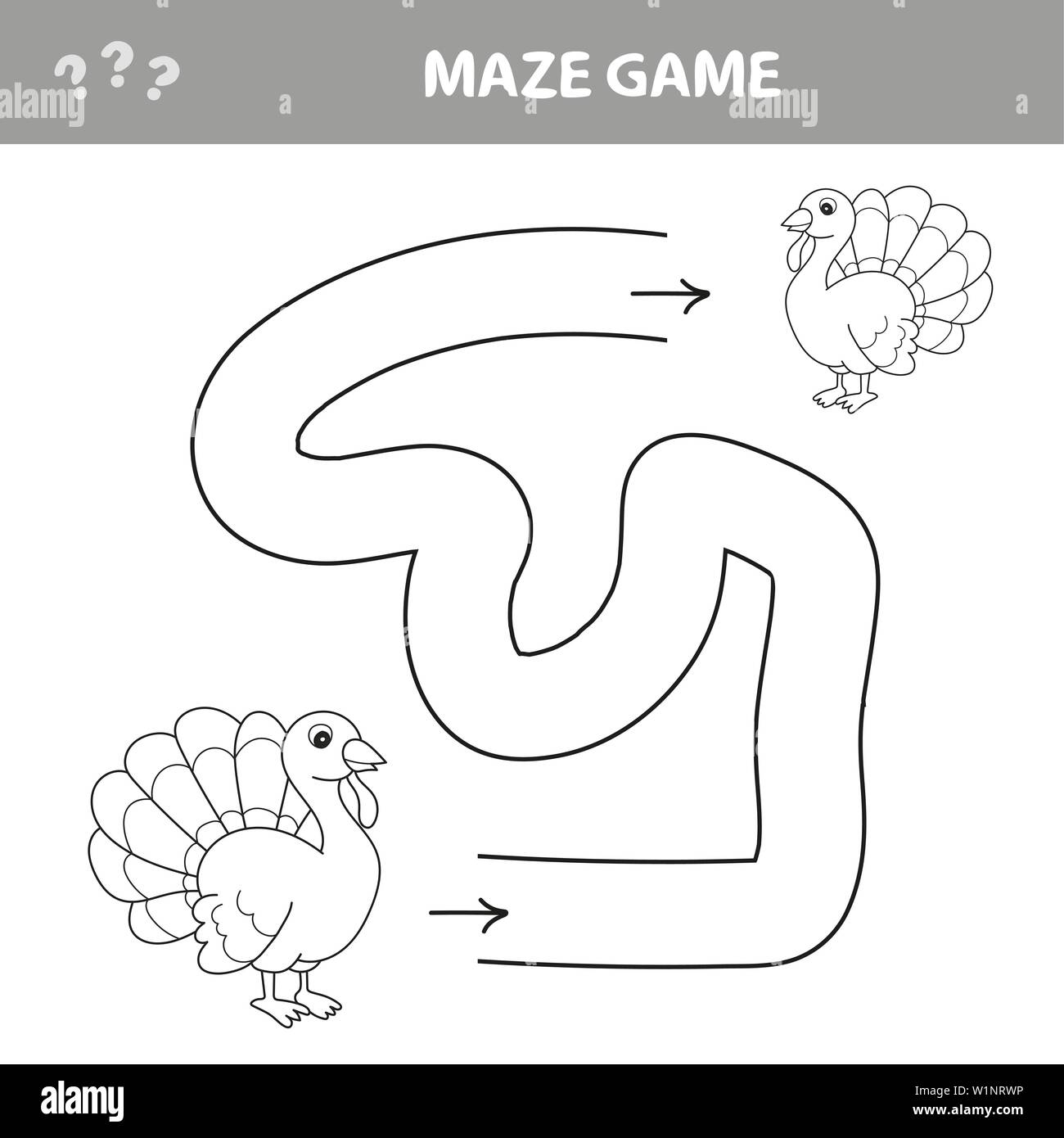 Maze game, education game for children, Funny Turkey Stock Vector Image ...