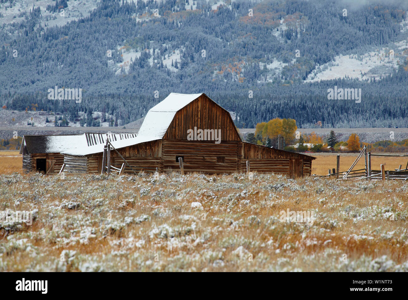 Barn in the Antelope Flats , Early snow , Grand Teton National Park ...
