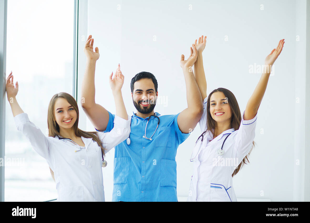 Happy Successful Medical Team work together in hospital Stock Photo - Alamy