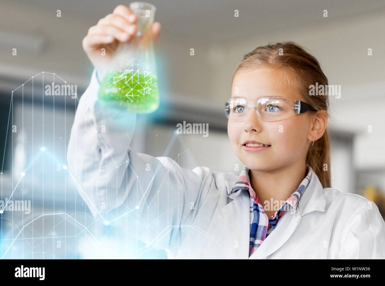 girl with test tube studying chemistry at school Stock Photo - Alamy