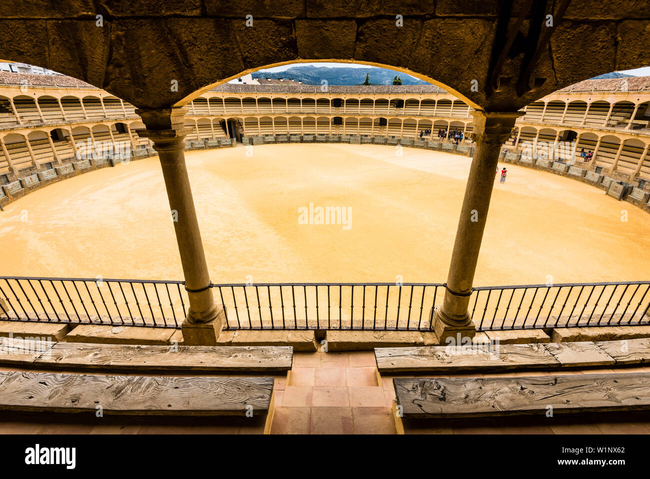 The grandstand of the historical bullfight arena Plaza de Toros de ...