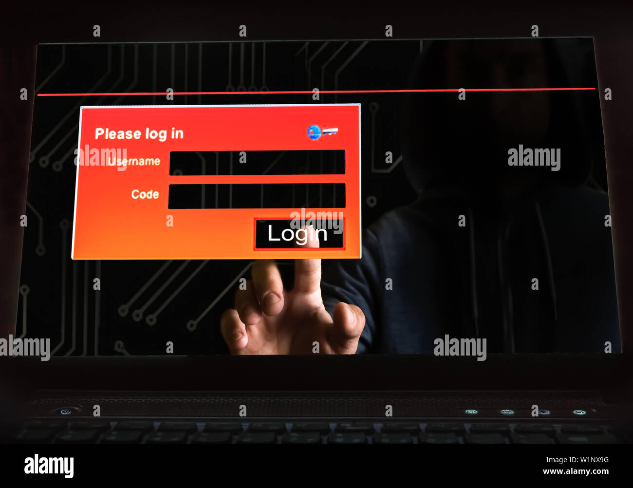 Hacker With Log in Screen,Computer Fraud Concept Background Stock Photo ...