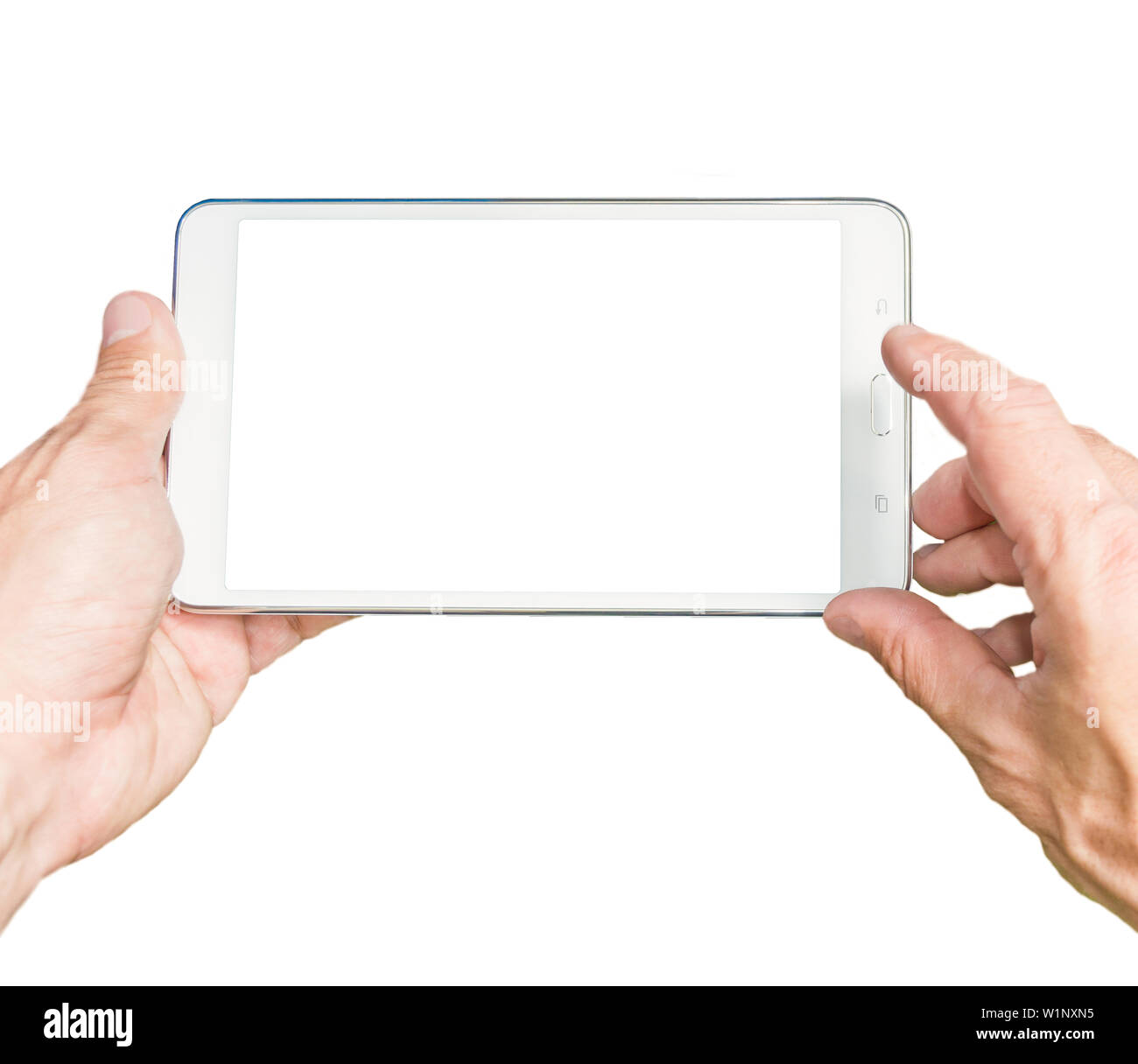 Hands holding digital laptop showing hi-res stock photography and ...