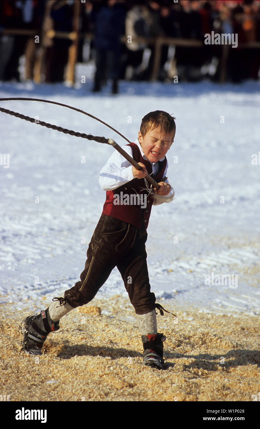 Child cracking whip, Folklore show, Wals-Siezenheim, Salzburg, Austria ...