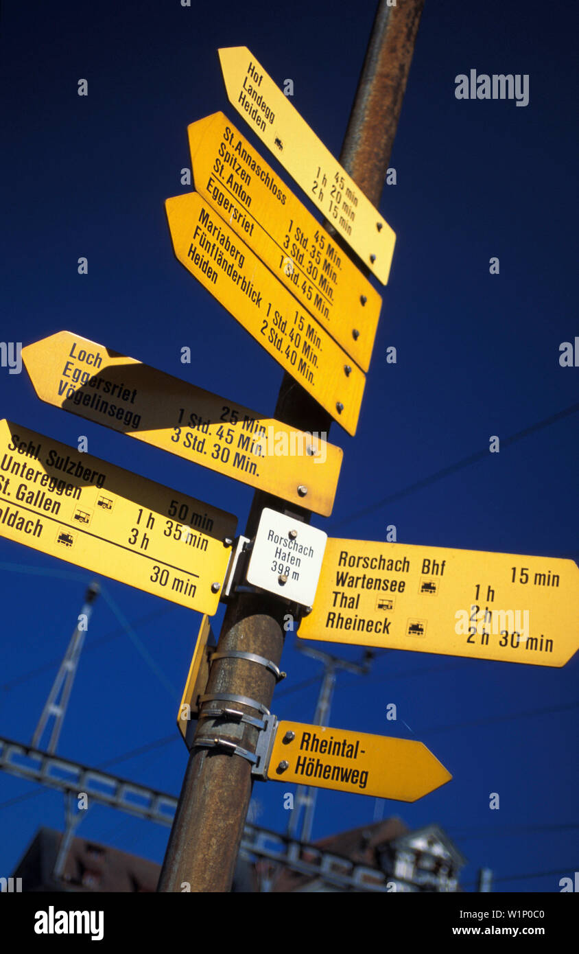 Sign posts, Rorschach, Lake of Constance Switzerland Stock Photo - Alamy