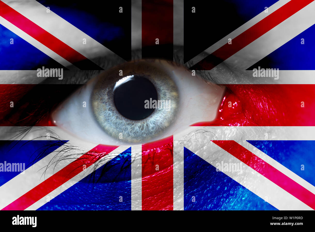 flag of england on the face of the human eye Stock Photo - Alamy