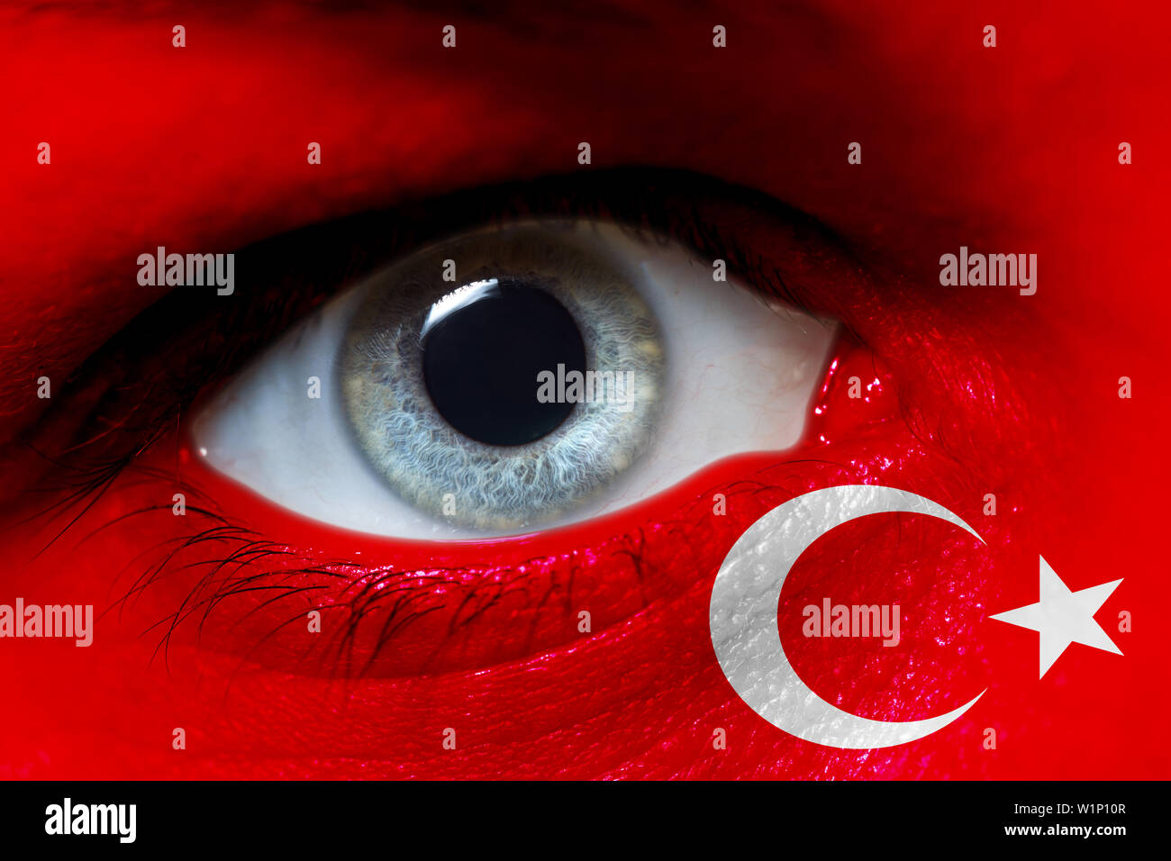 turkey flag on man's face Stock Photo - Alamy