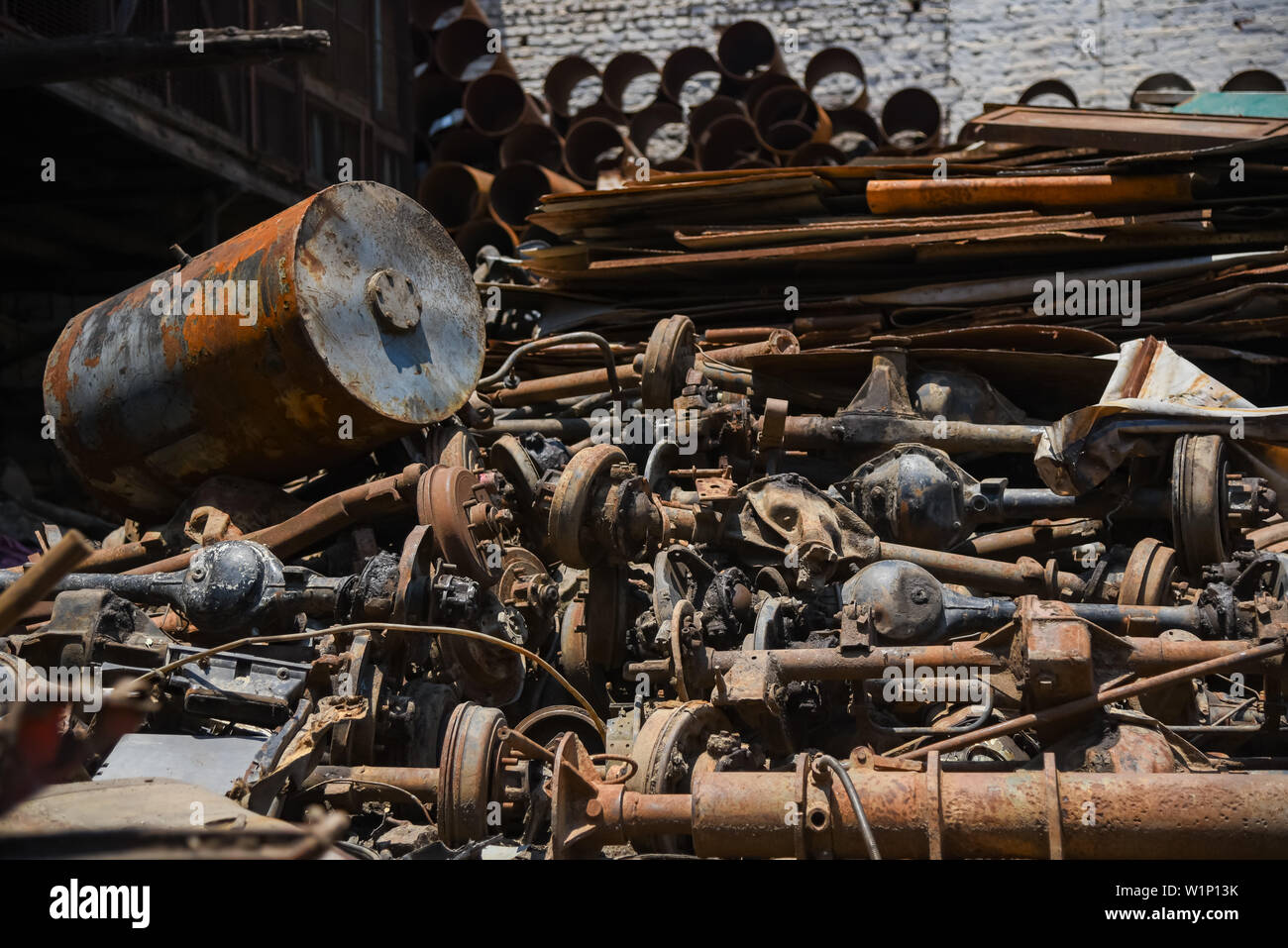 A view of the scrap material inside a scrap shop in Srinagar.Recycling ...