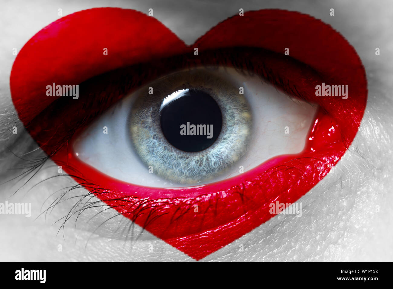 red heart on the eye Stock Photo - Alamy