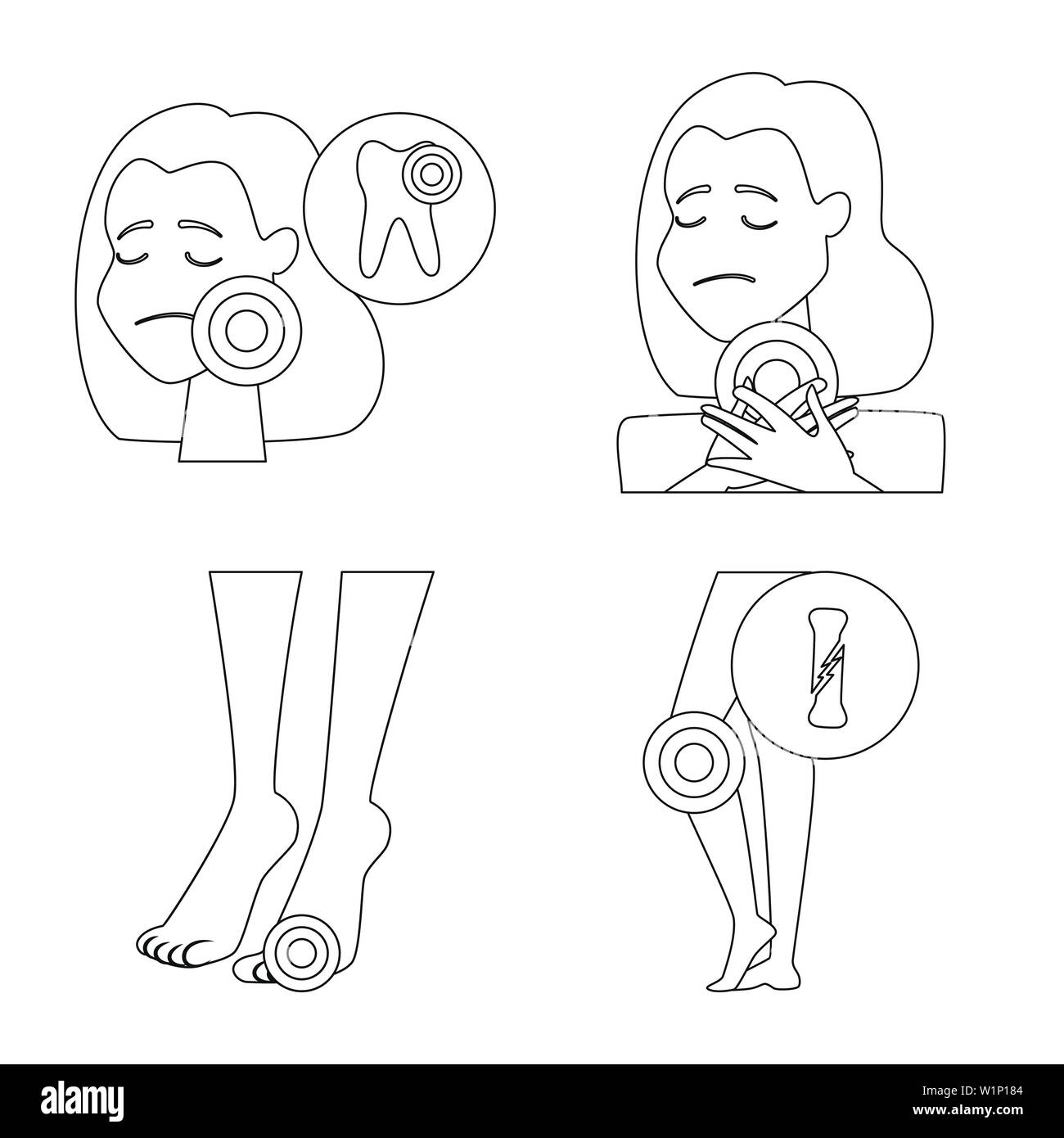 Vector design of bone and inflammation logo. Set of bone and wound ...