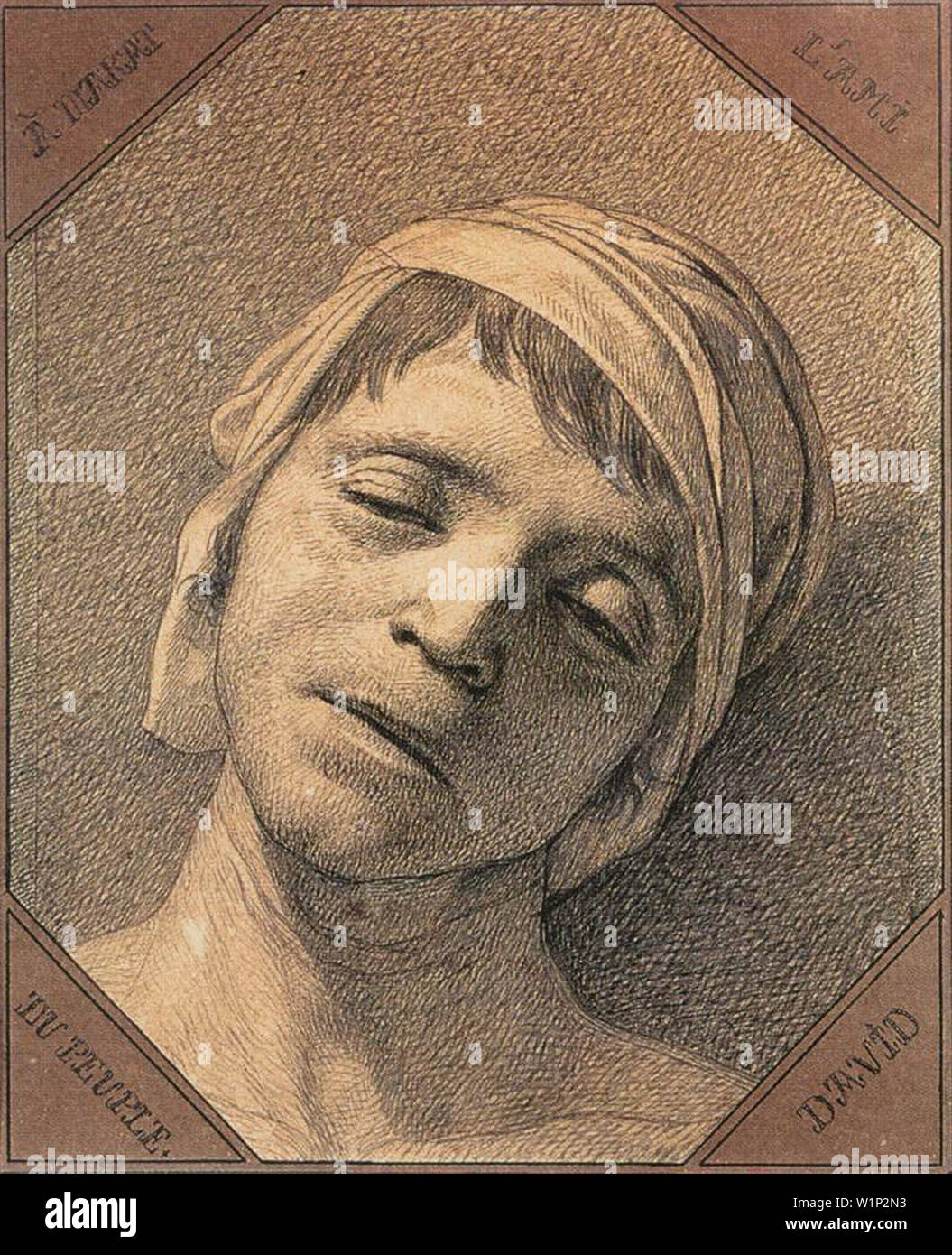 Jacques-Louis David - Head Dead Marat 1793 Stock Photo - Alamy