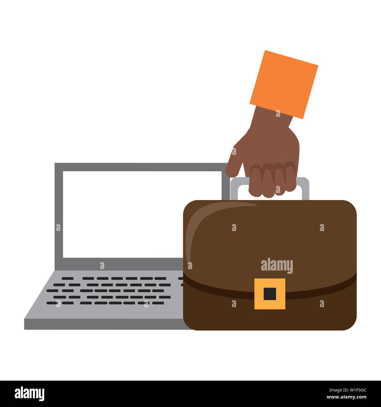 Laptop and hand with briefcase symbols Stock Vector Image & Art - Alamy