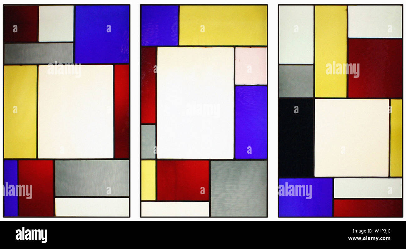 Theo van Doesburg - Tripartite Stained Glass Window Stock Photo - Alamy
