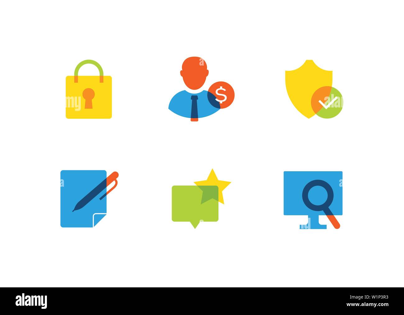 Business and safety - flat design style icons set Stock Vector Image ...