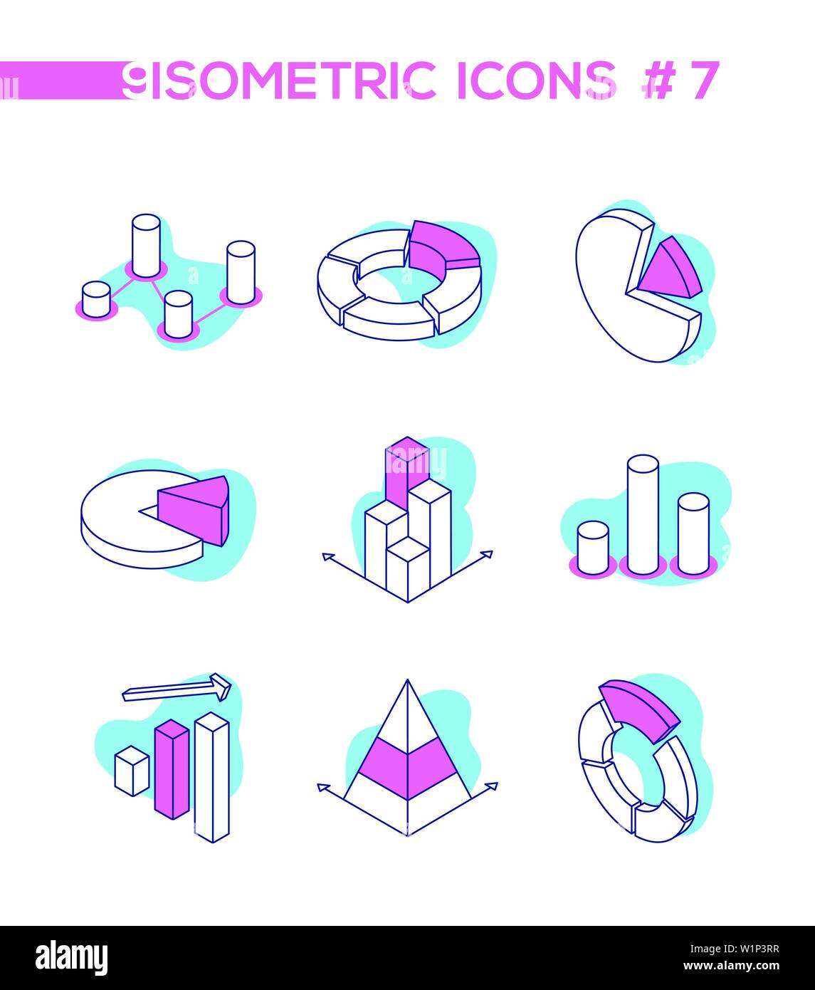 Infographic charts and diagrams - set of vector isometric elements ...