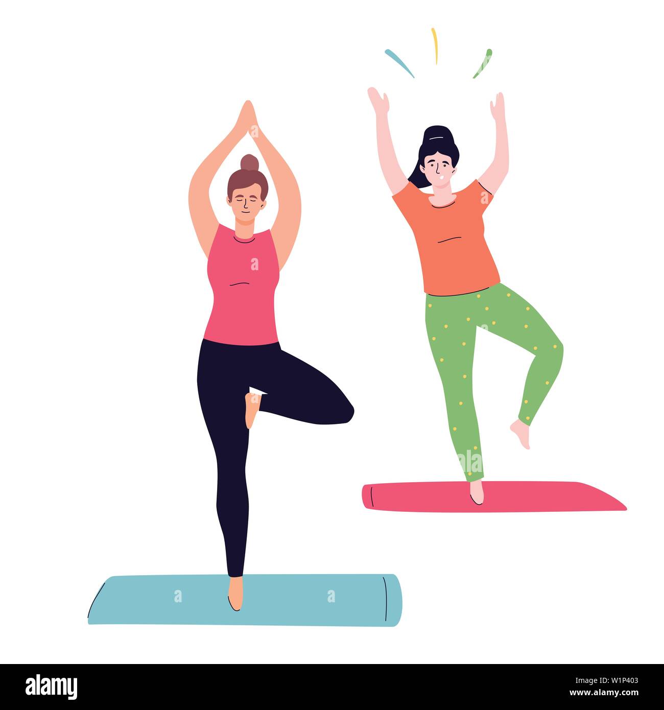 Yoga class - colorful flat design style illustration Stock Vector Image ...
