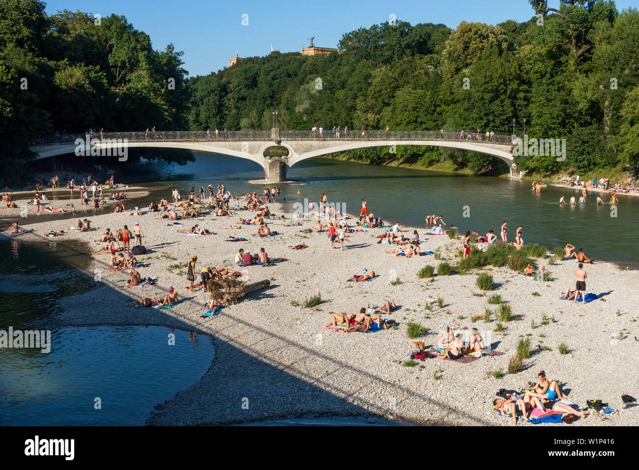 bathing at Isar river in Munich, Upper Bavaria, Germany, Europe Stock ...