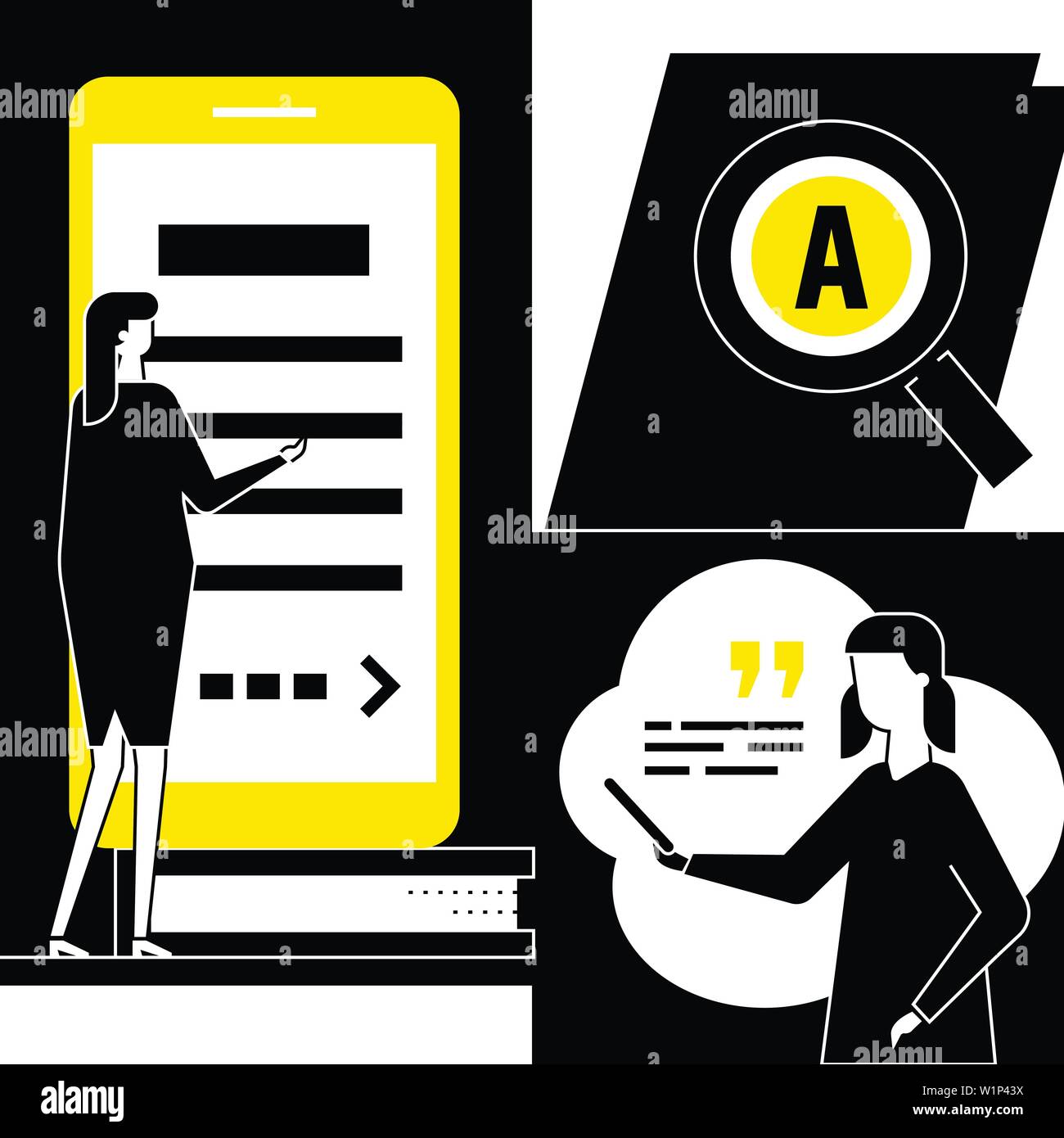 Online library - flat design style conceptual illustration Stock Vector ...