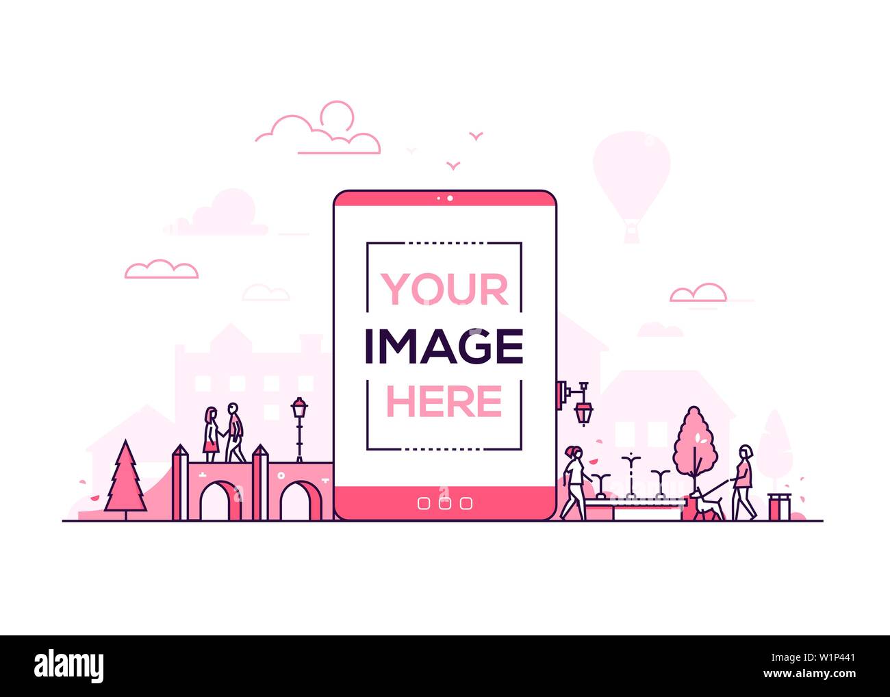 Cityscape - modern thin line design style vector illustration Stock ...