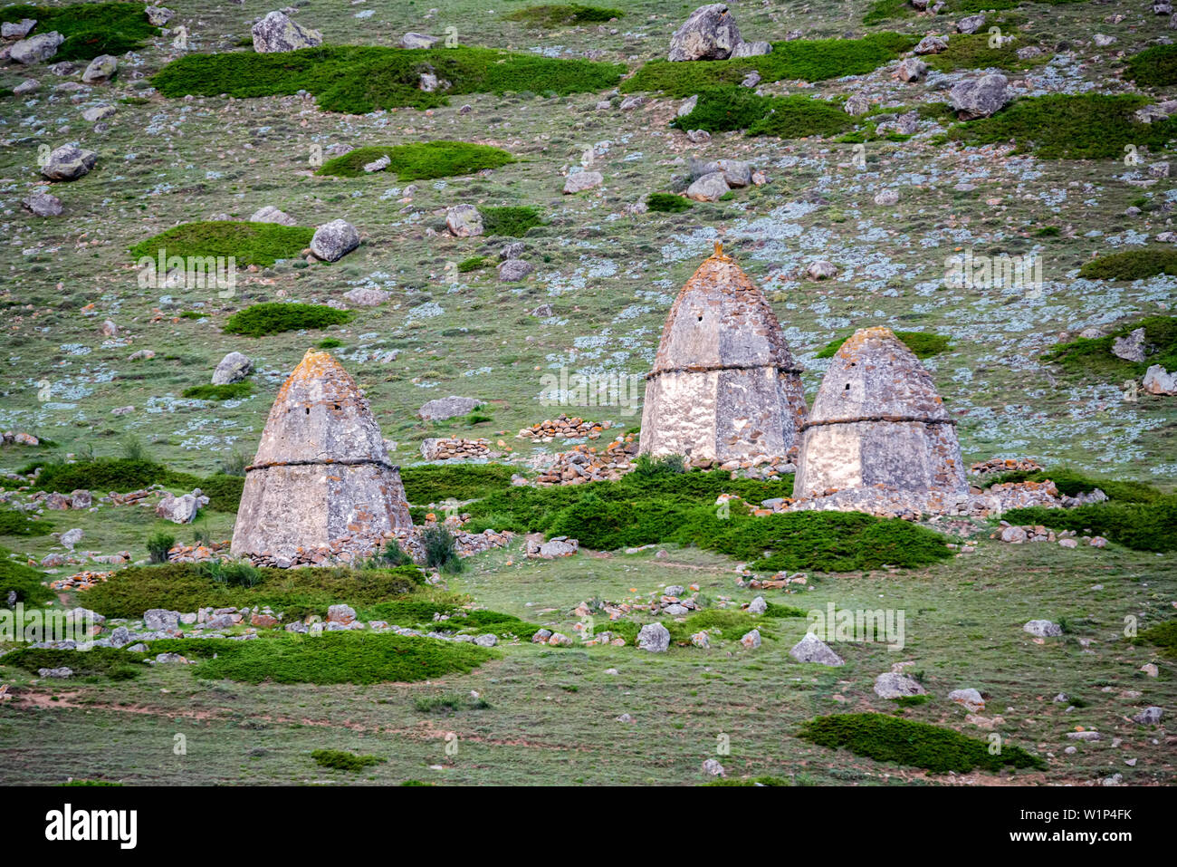 Medieval tombs in City of Dead near Eltyulbyu, Kabardino-Balkaria ...