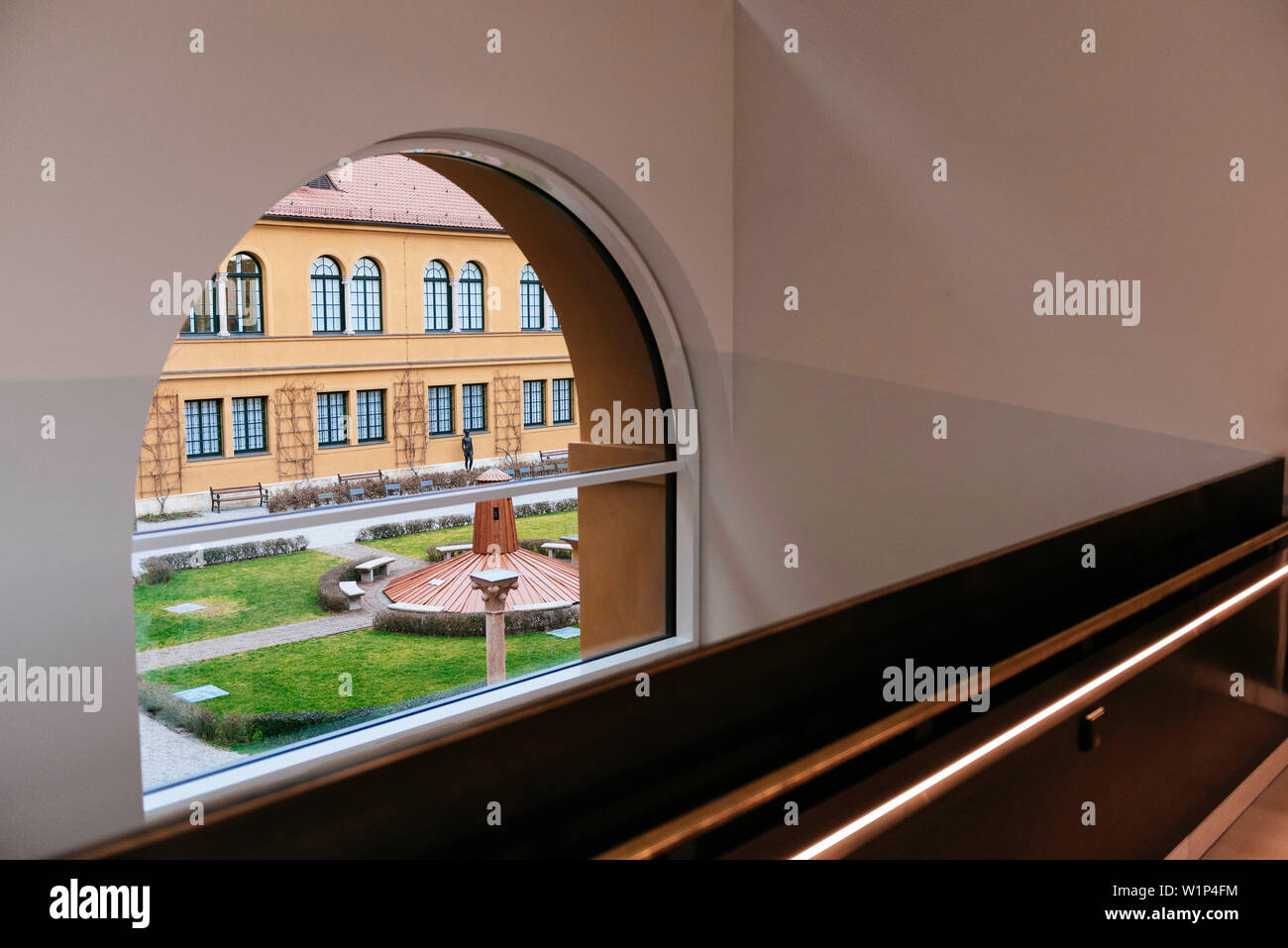 View through Window to Italian Style Garden of Lenbachhaus, Munich ...