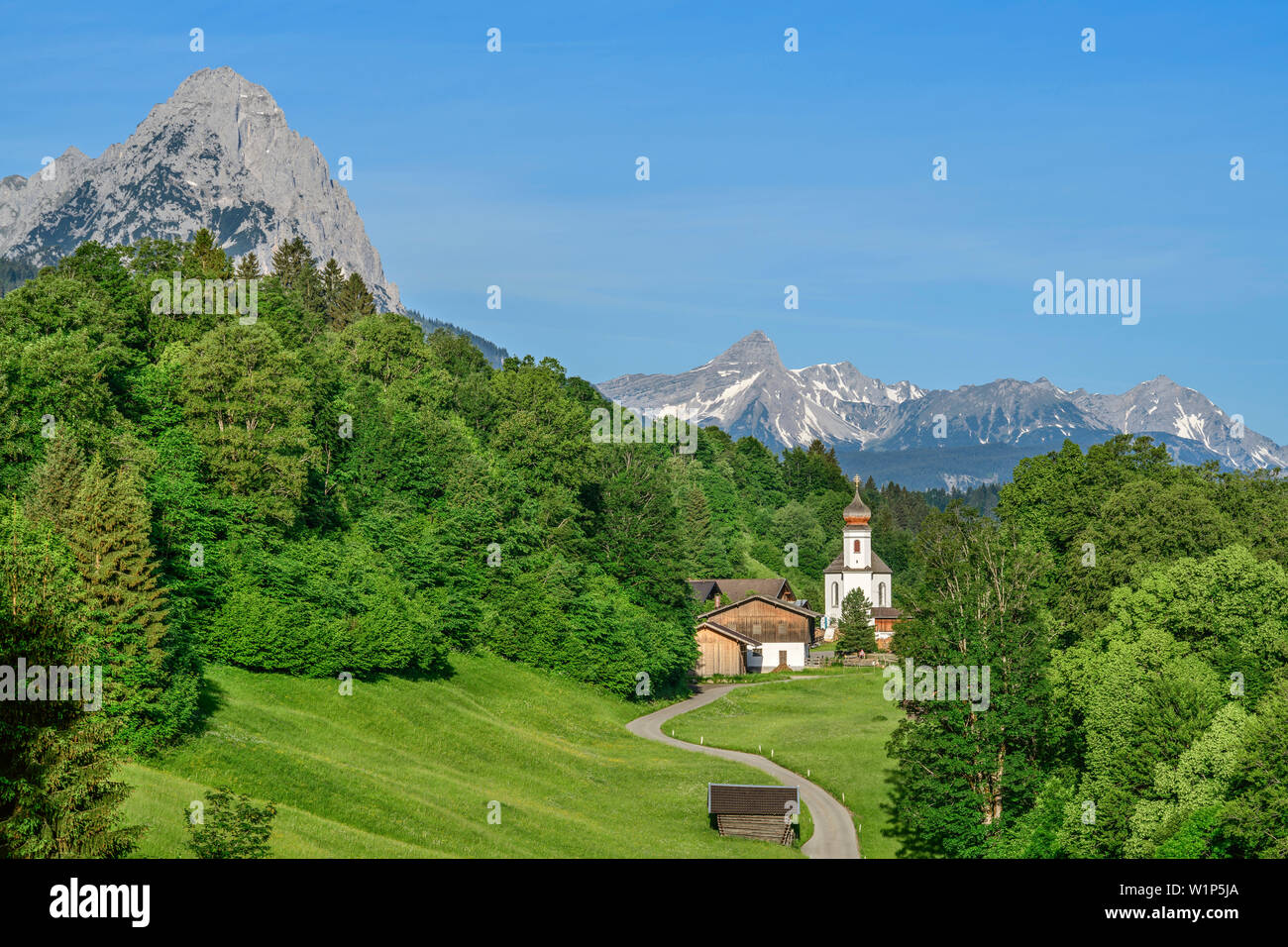 Street leading towards village of Wamberg, Waxenstein and Daniel in ...
