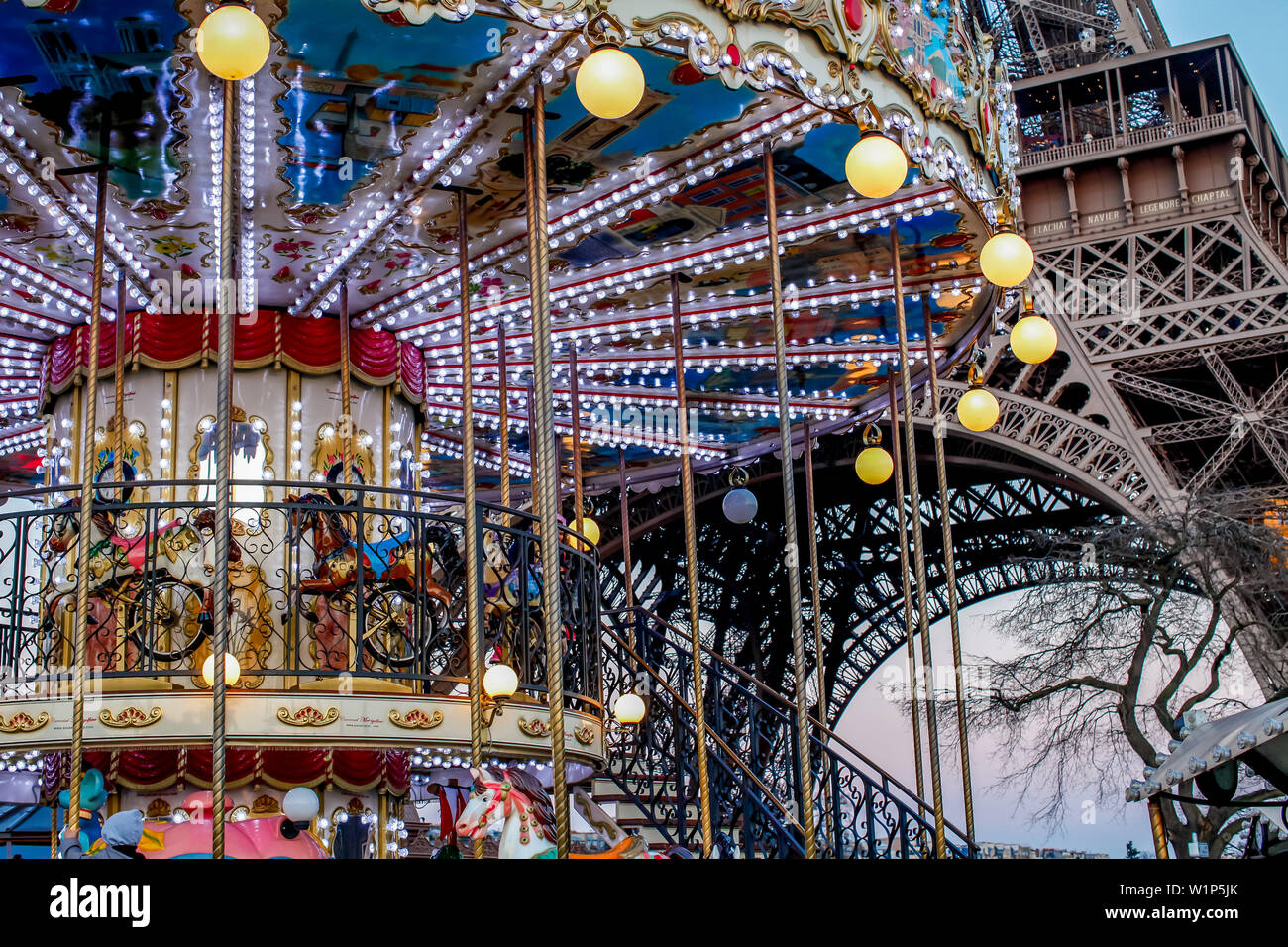 Carousel at the Eiffel Tower, Paris, France, Europe Stock Photo - Alamy