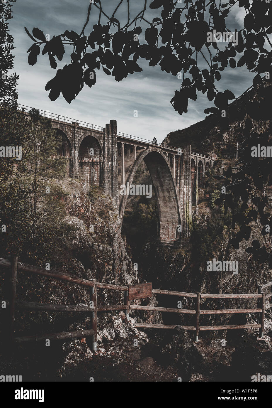 Railway bridge view form Gundian, Galicia, spain Stock Photo - Alamy
