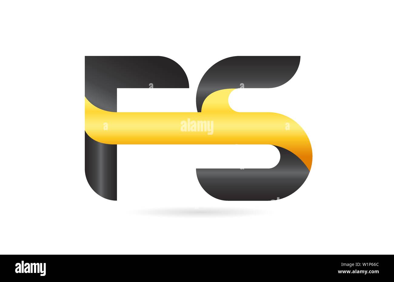 joined or connected FS F S yellow black alphabet letter logo ...
