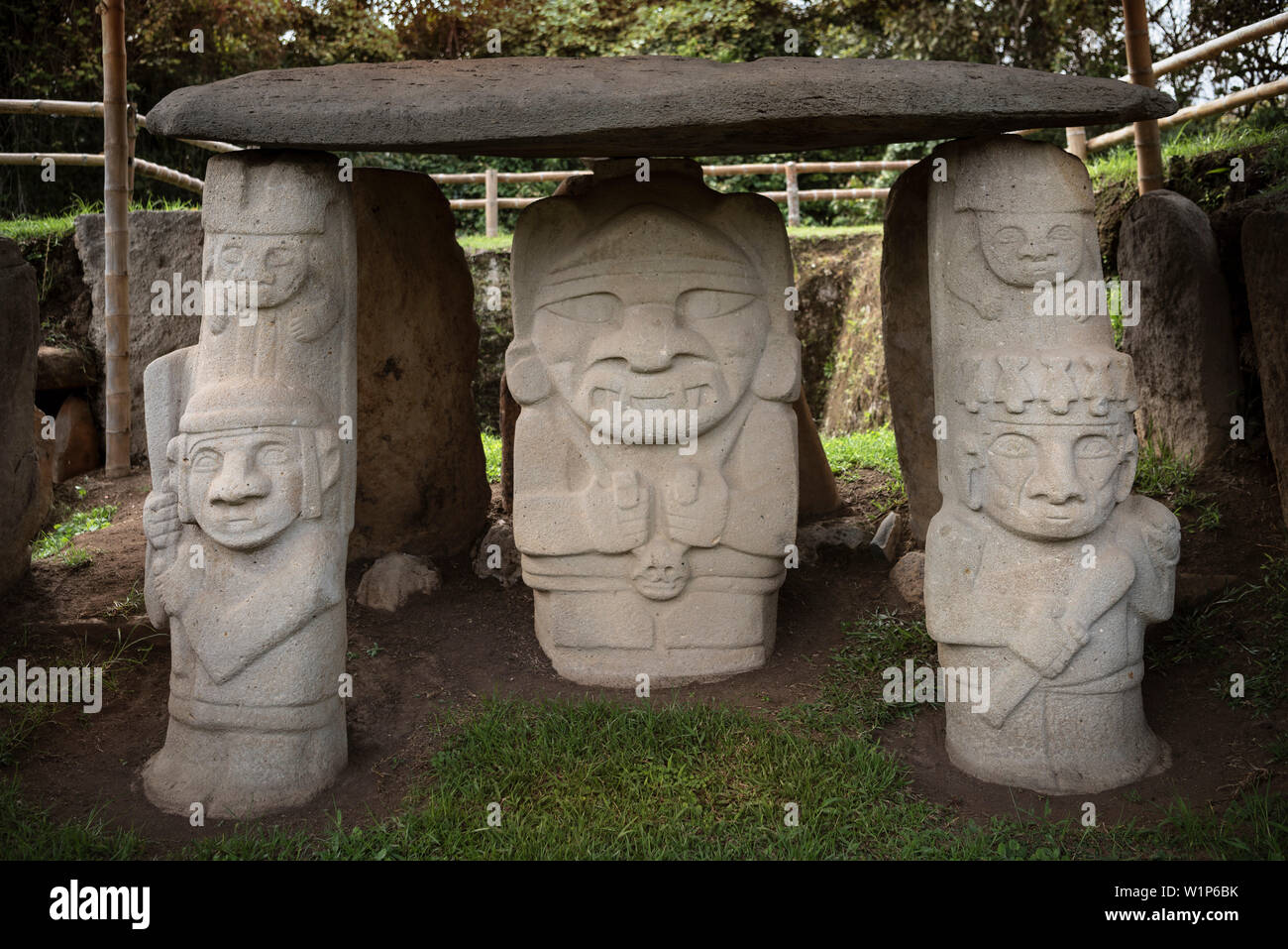 pre-Columbian stone sculptures at archaeological park, San Agustin ...