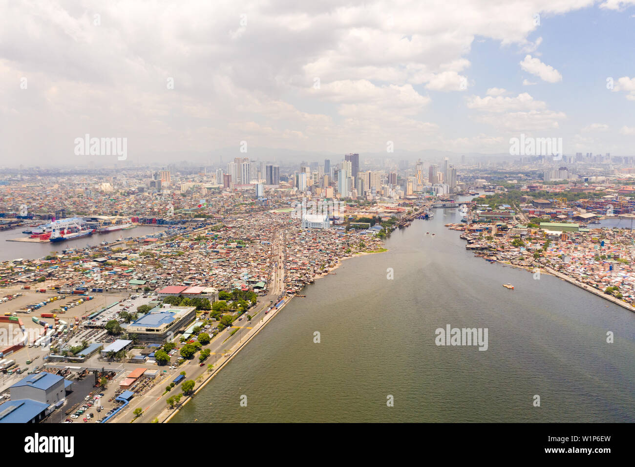 Cityscape Manila. Residential areas and business center in the city ...
