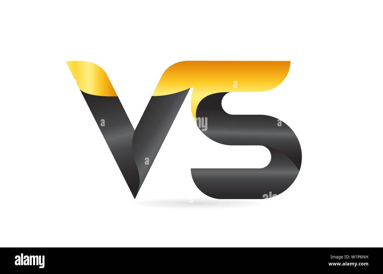 joined or connected VS V S yellow black alphabet letter logo ...