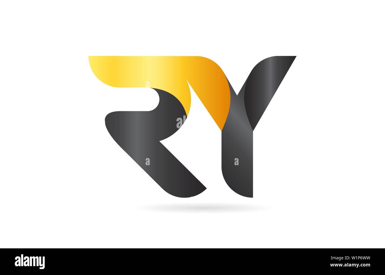 joined or connected RY R Y yellow black alphabet letter logo ...