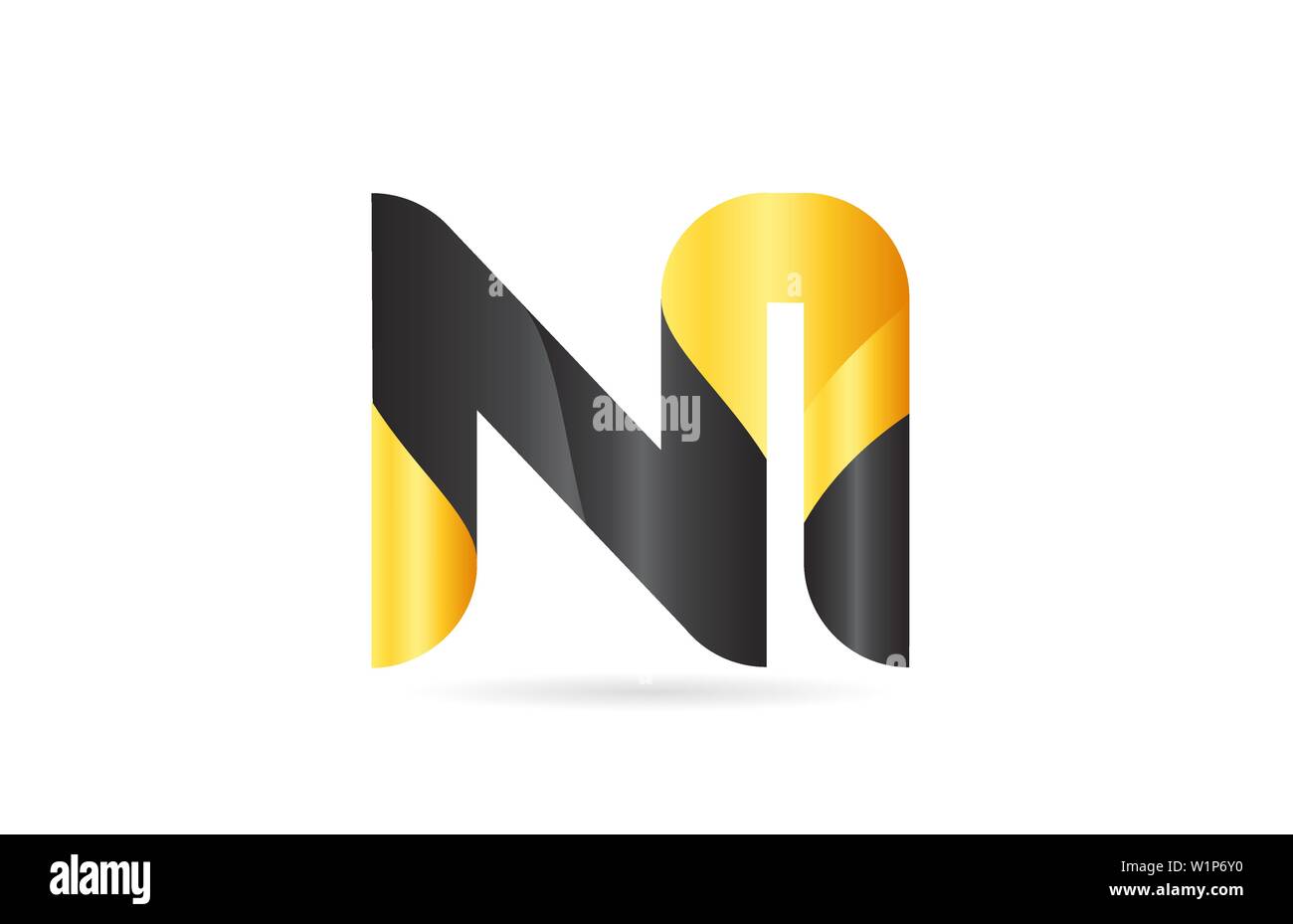 joined or connected NI N I yellow black alphabet letter logo ...
