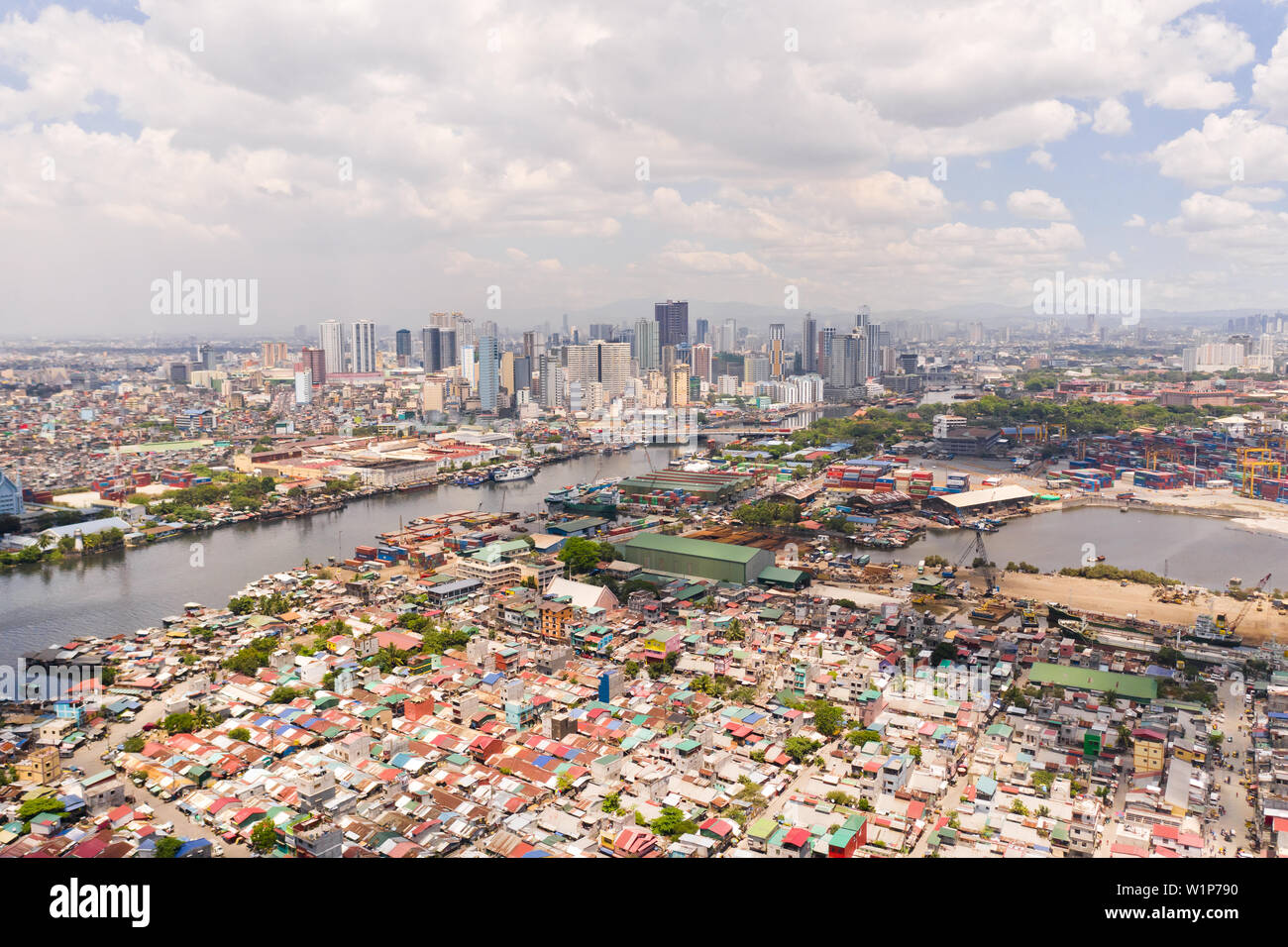 Cityscape Manila. Residential areas and business center in the city ...