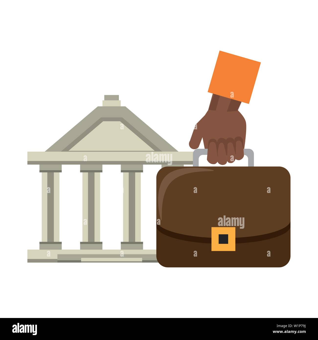 Bank building and hand with briefcase symbols Stock Vector Image & Art ...