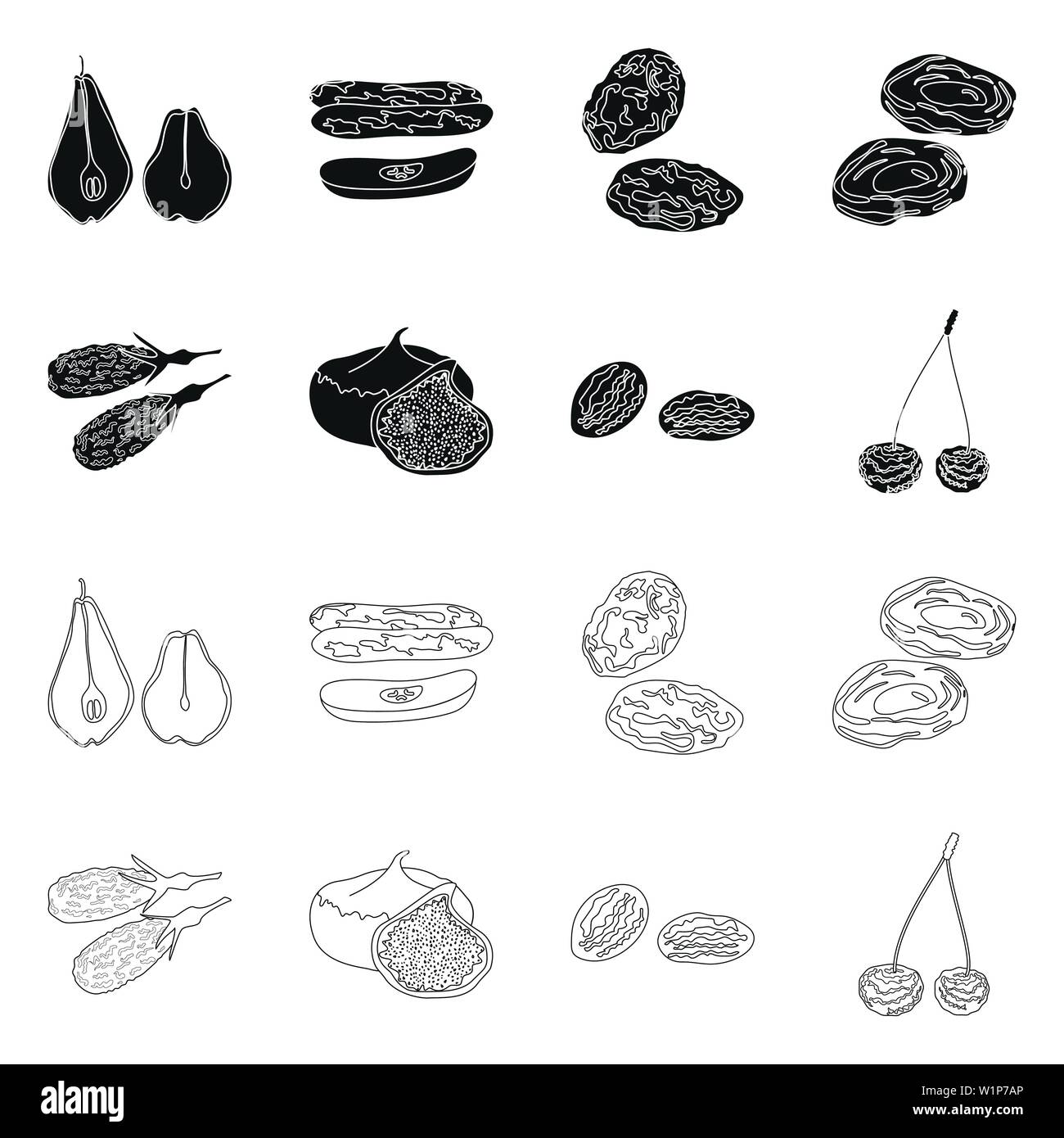 Vector design of food and raw icon. Set of food and nature stock vector ...