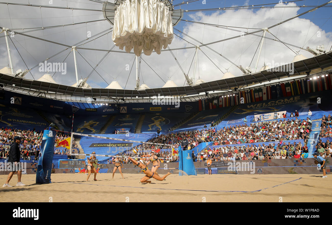 03 July 2019, Hamburg: Beach Volleyball, World Championship, at ...