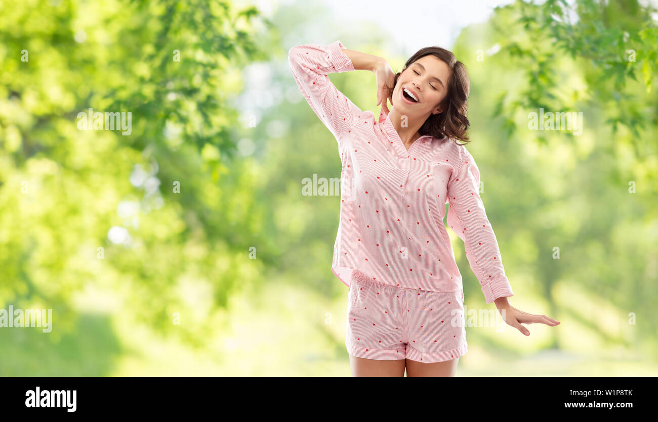 Woman stretching yawning waking up hi-res stock photography and images ...