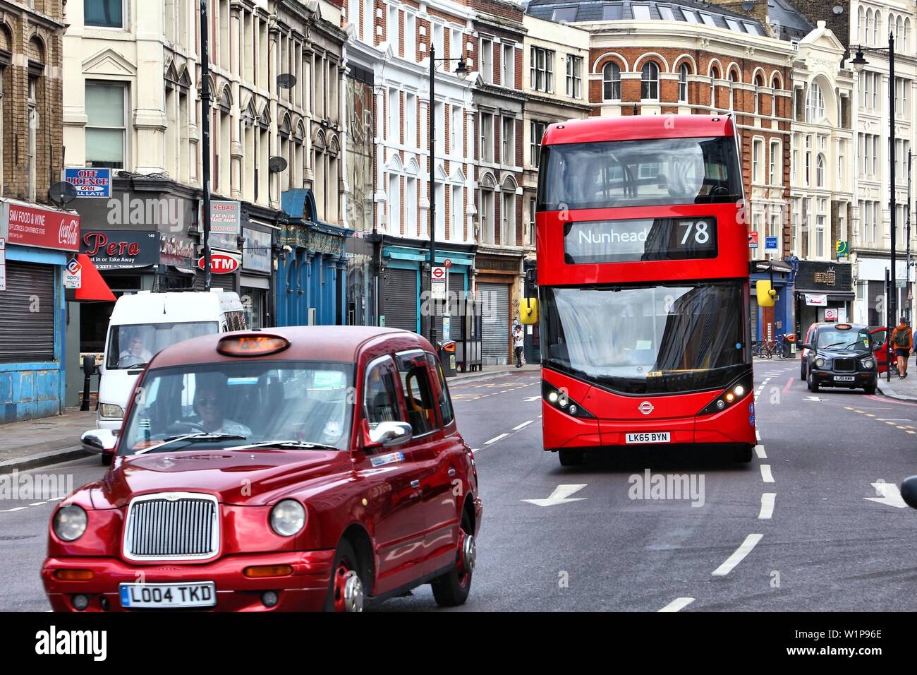 LONDON, UK - JULY 9, 2016: People ride a city bus in London, UK ...