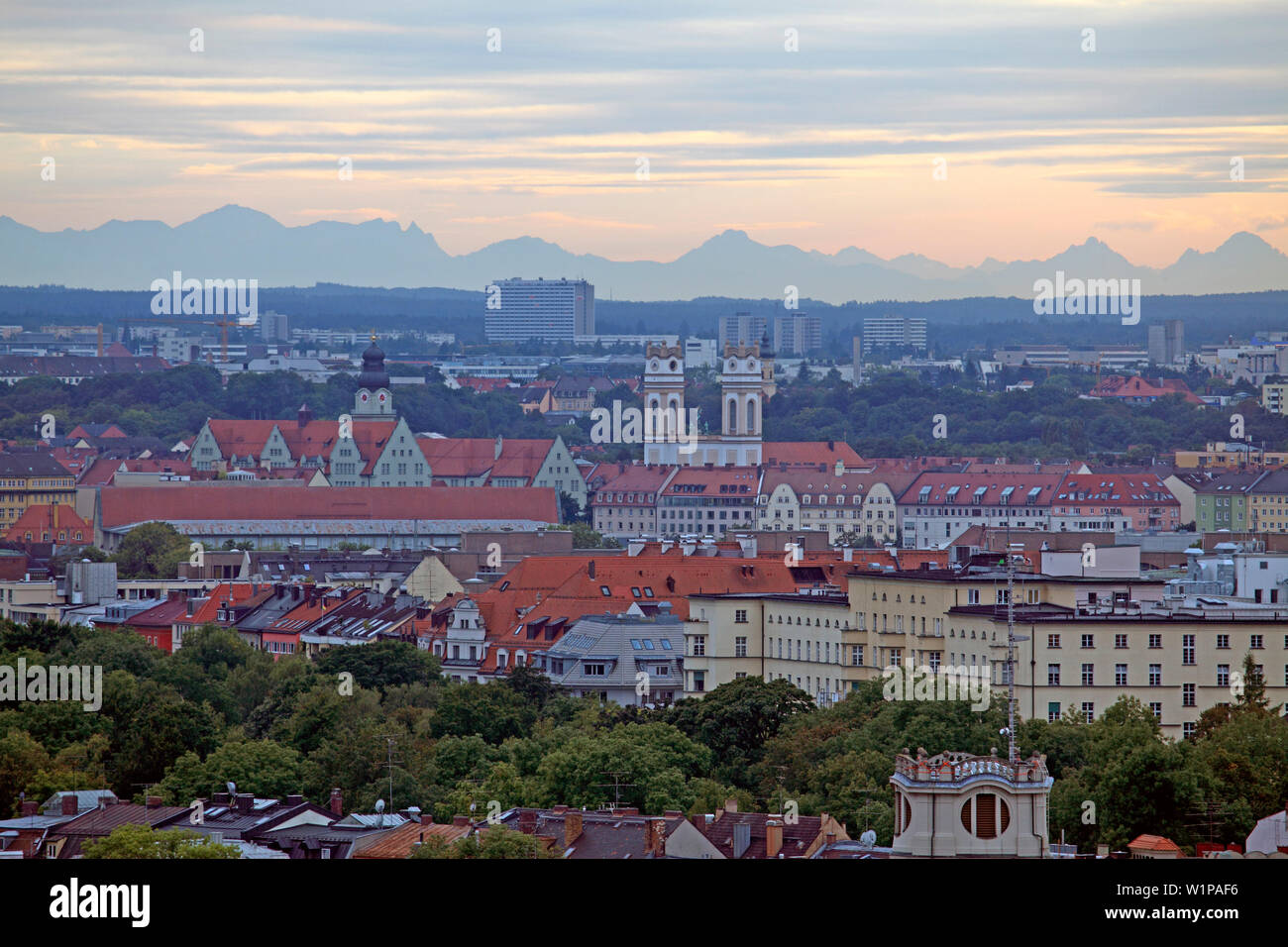 View over Munich and into the alps, Bavaria, Germany Stock Photo - Alamy