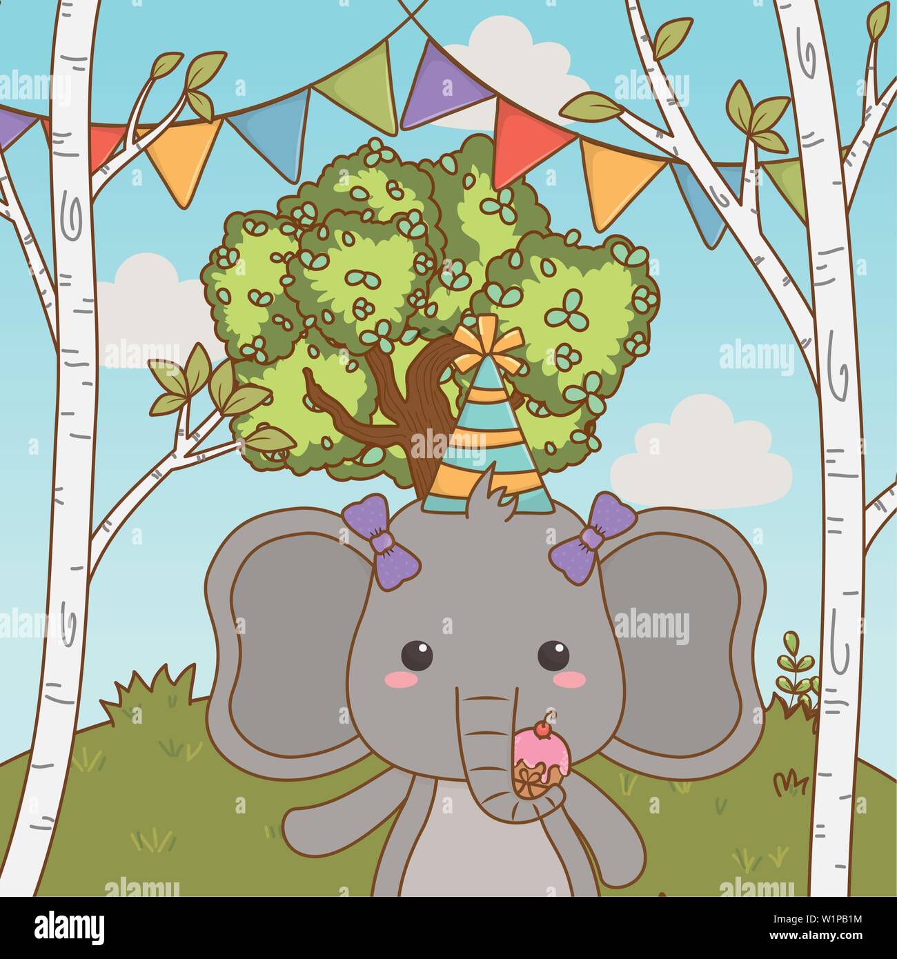 Elephant cartoon design, Animal happy birthday celebration decoration ...