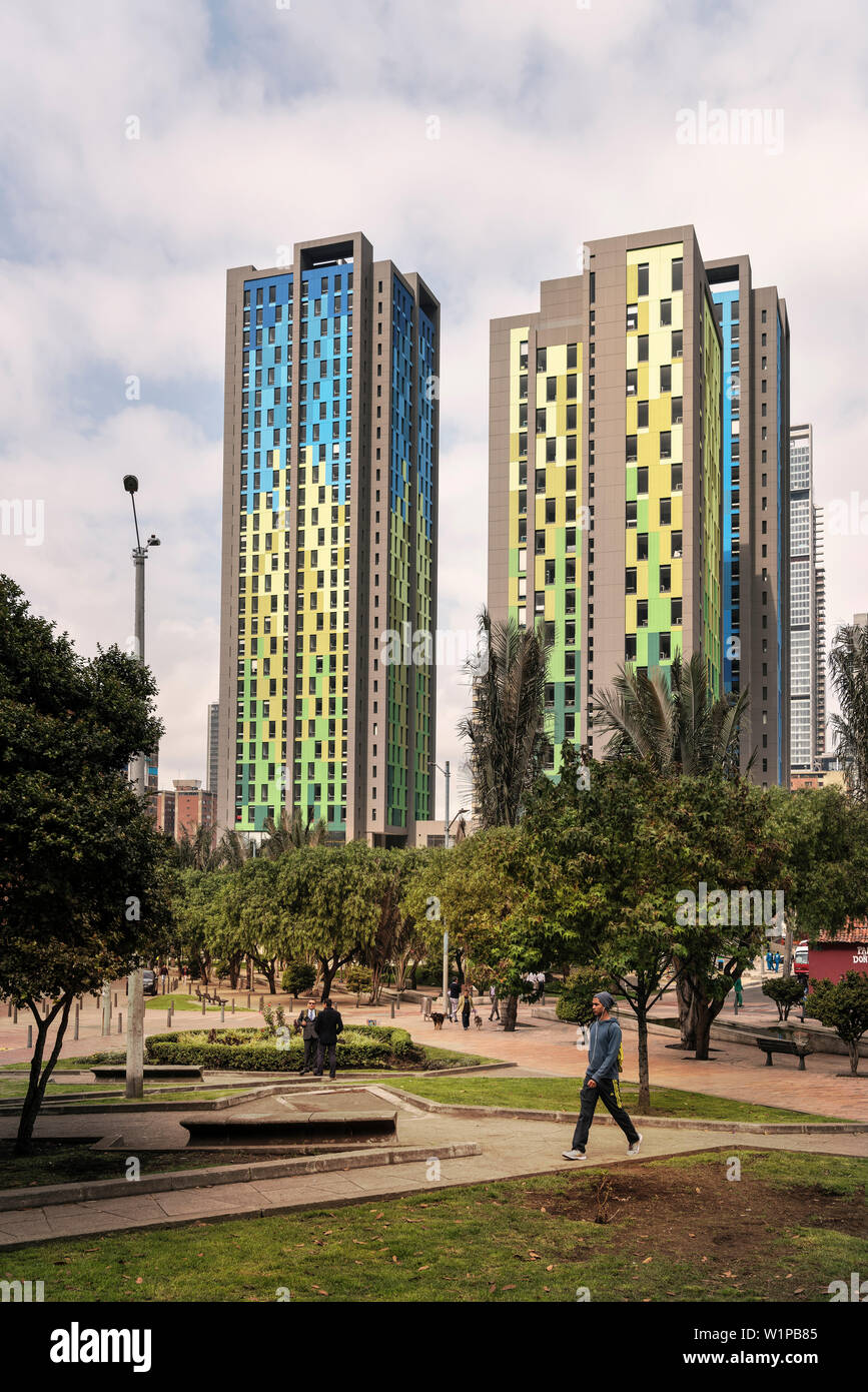 colourful skyscrapers in centre of capital Bogota, Departmento ...