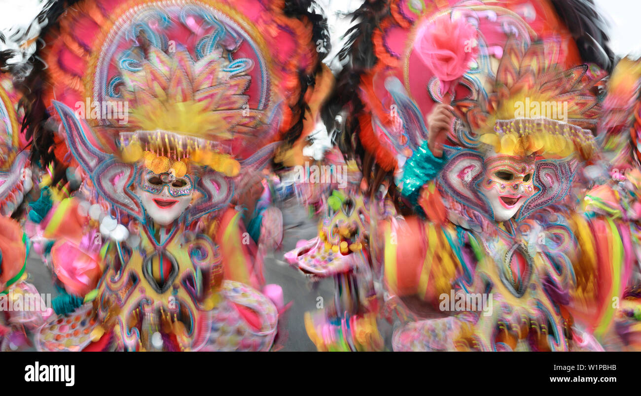Dancers in motion, Masskara Festival, Bacolod, Bacolod, Negros Island ...
