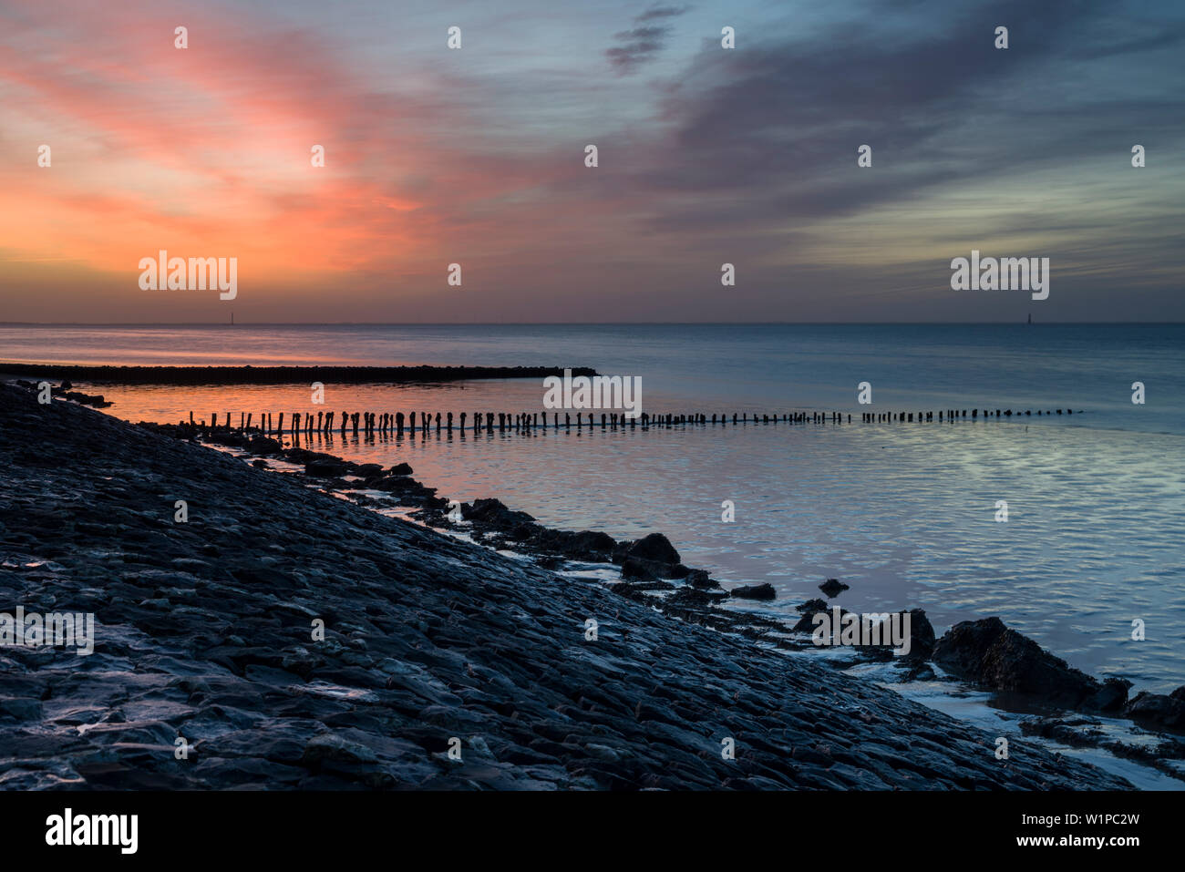 Dawn at the Jade Bay, Wattenmeer National Park, German North Sea ...