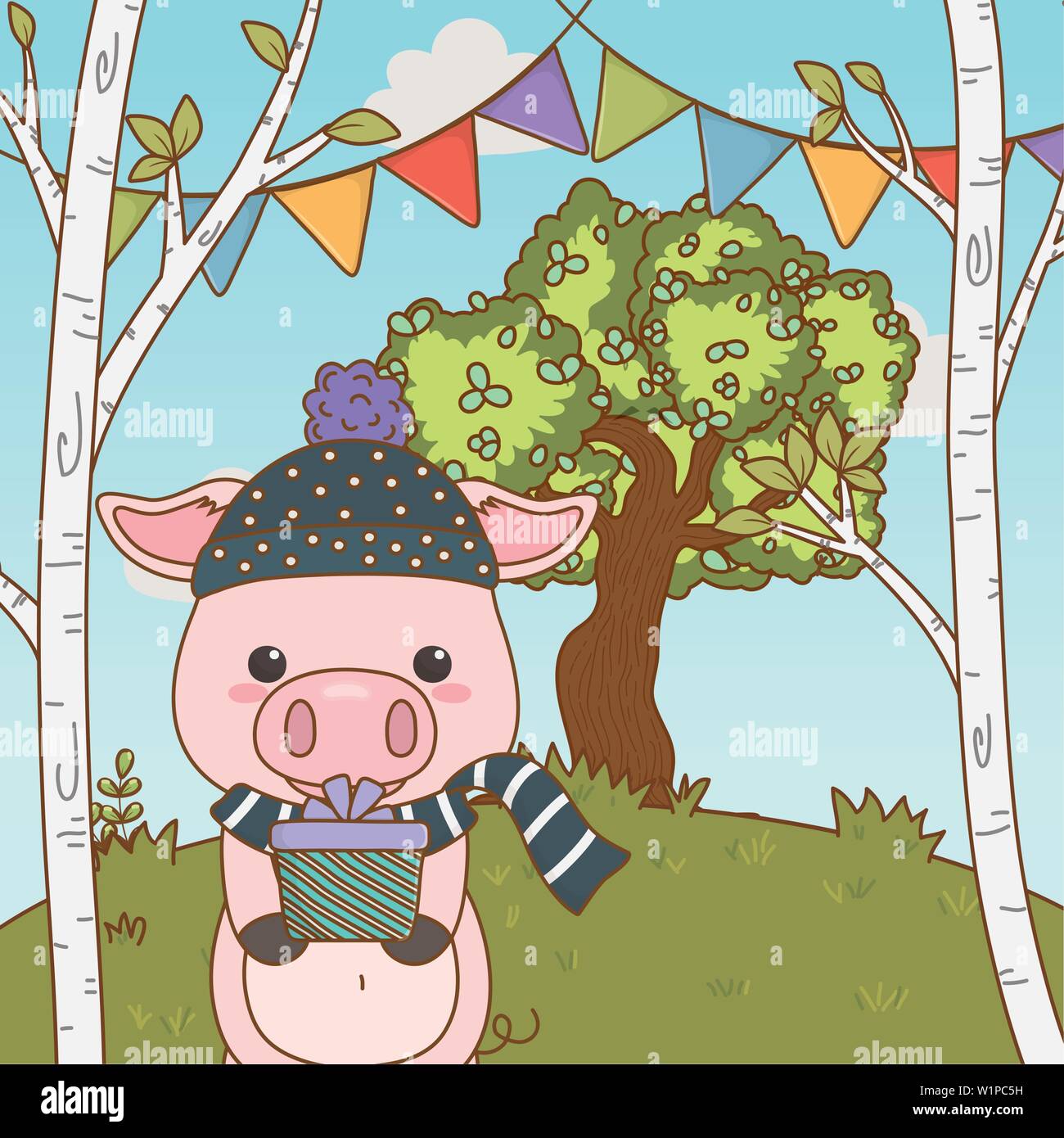 Pig theme birthday party Stock Vector Images - Alamy