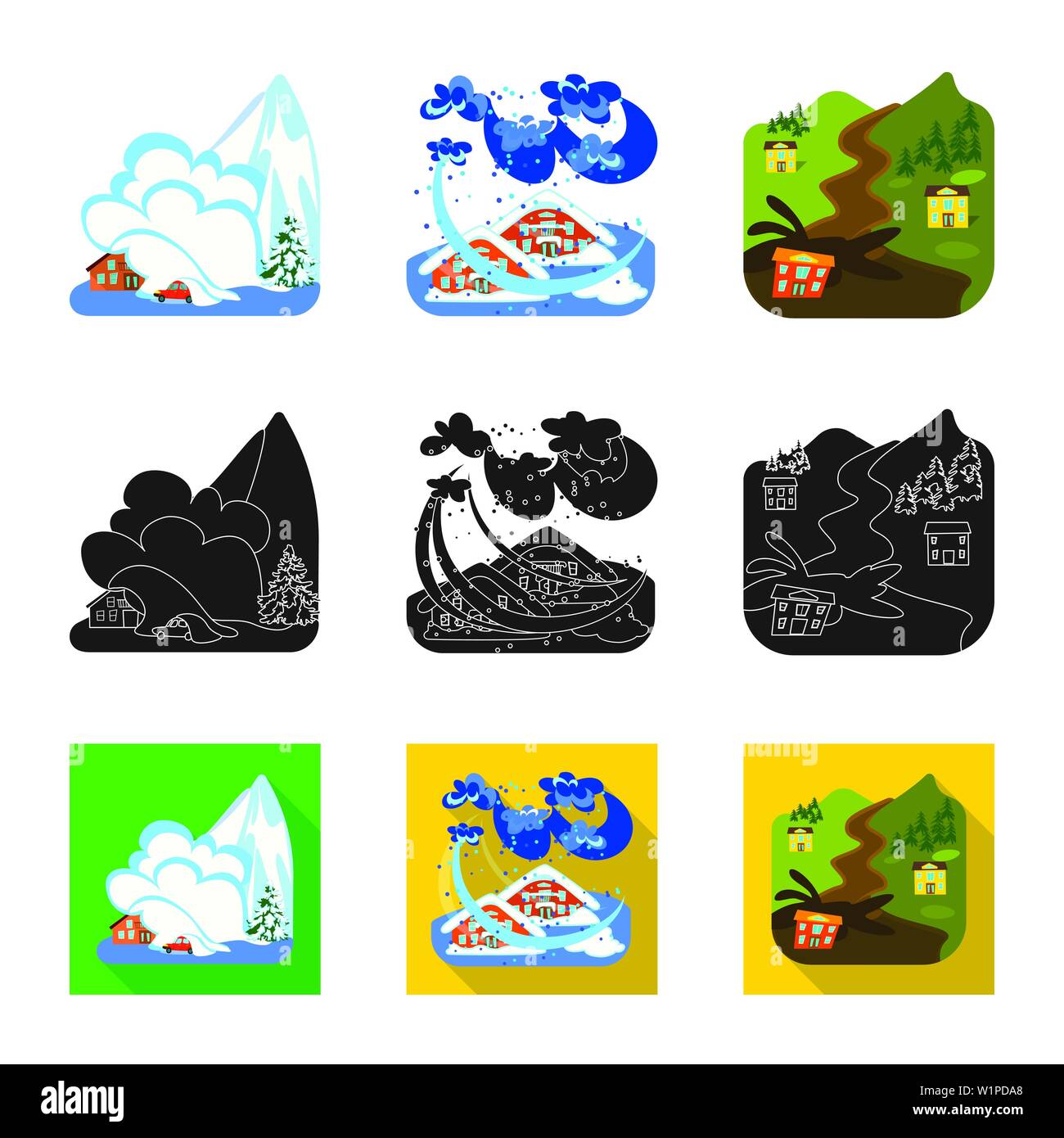 Vector illustration of weather and distress sign. Set of weather and ...