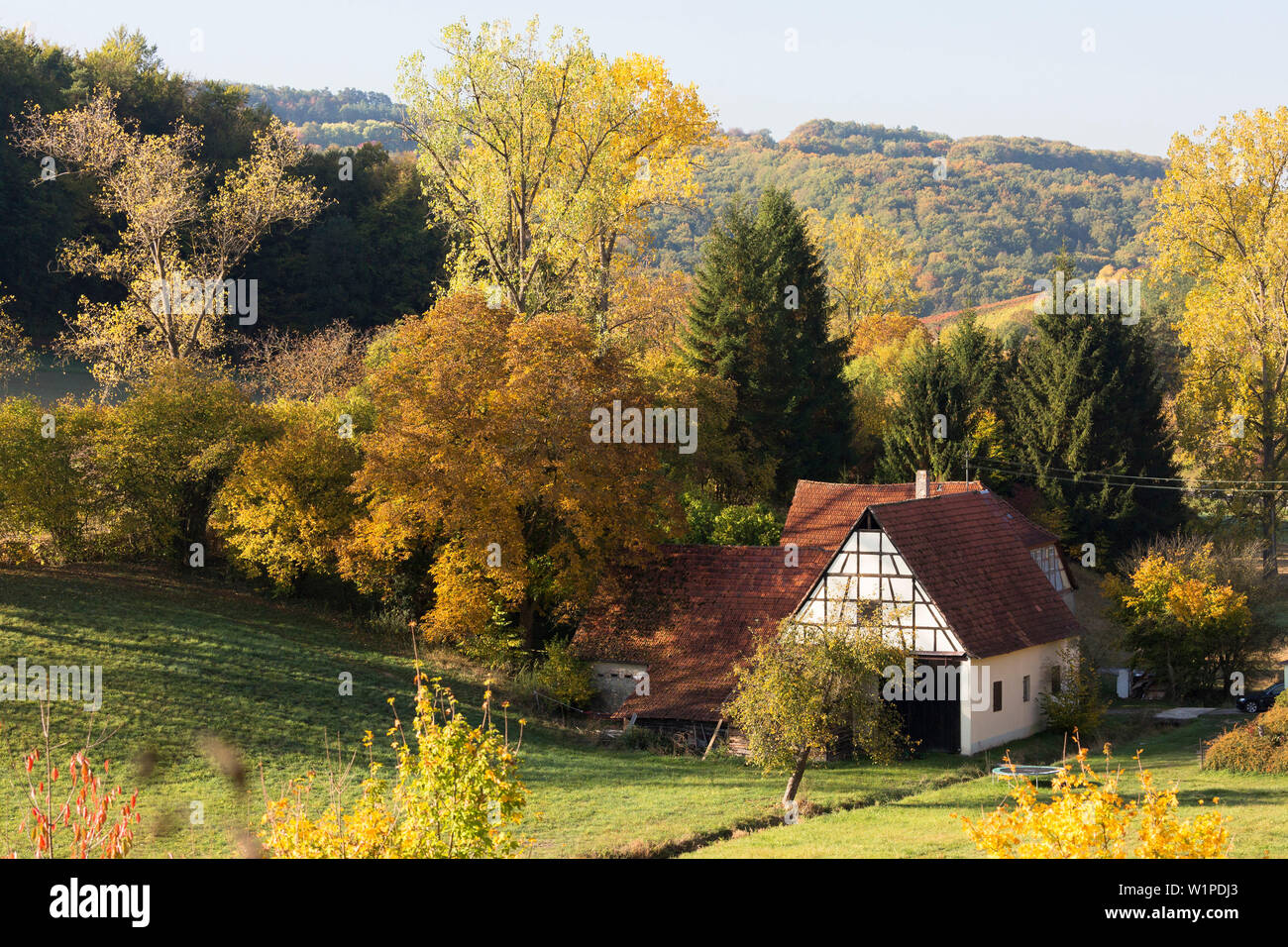 Old mill at Retzstadt, Lower Franconia, Bavaria, Germany Stock Photo ...