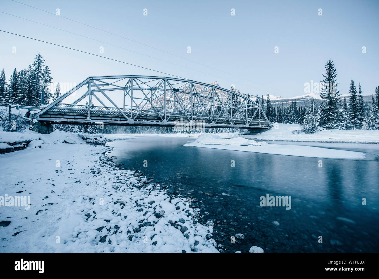 Bridge over Bow River, castle junction, Banff Town, Bow Valley, Banff ...